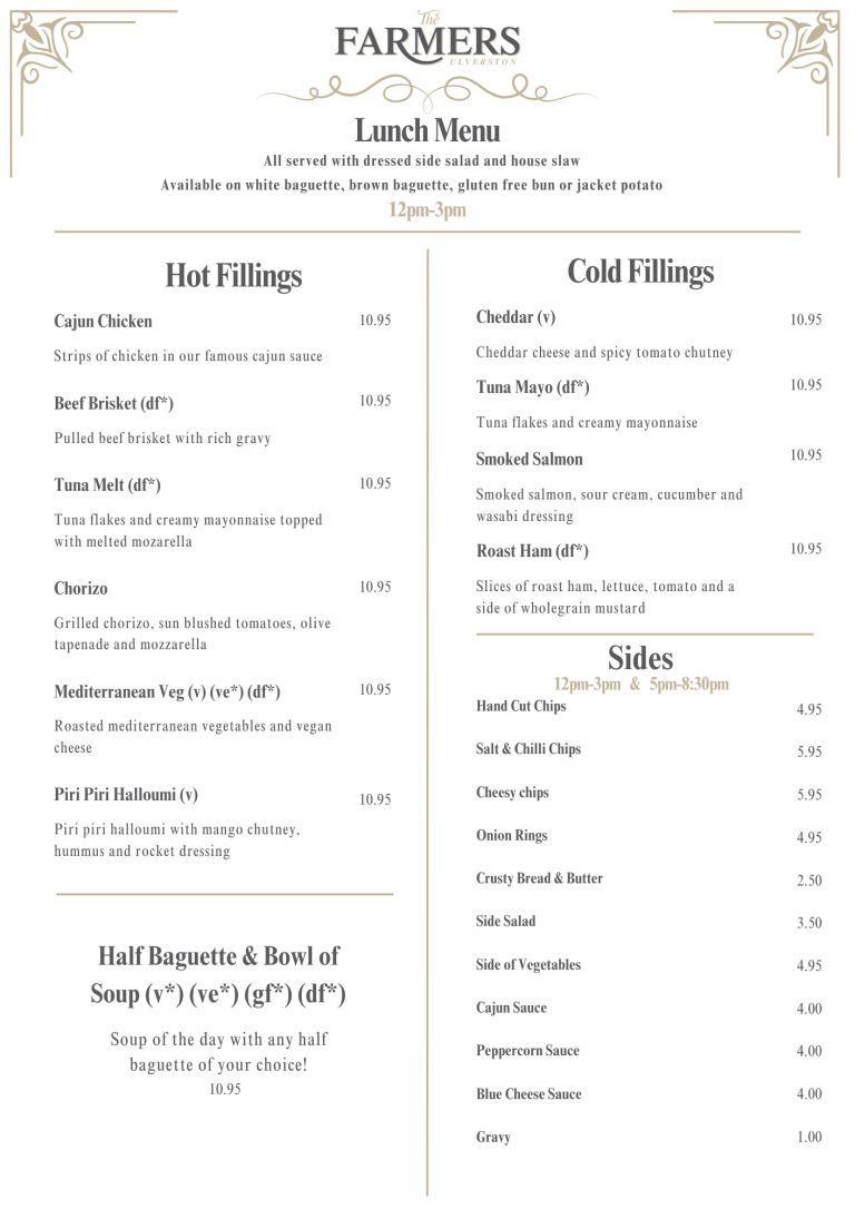 Lunch & Dinner Menu - The Farmers