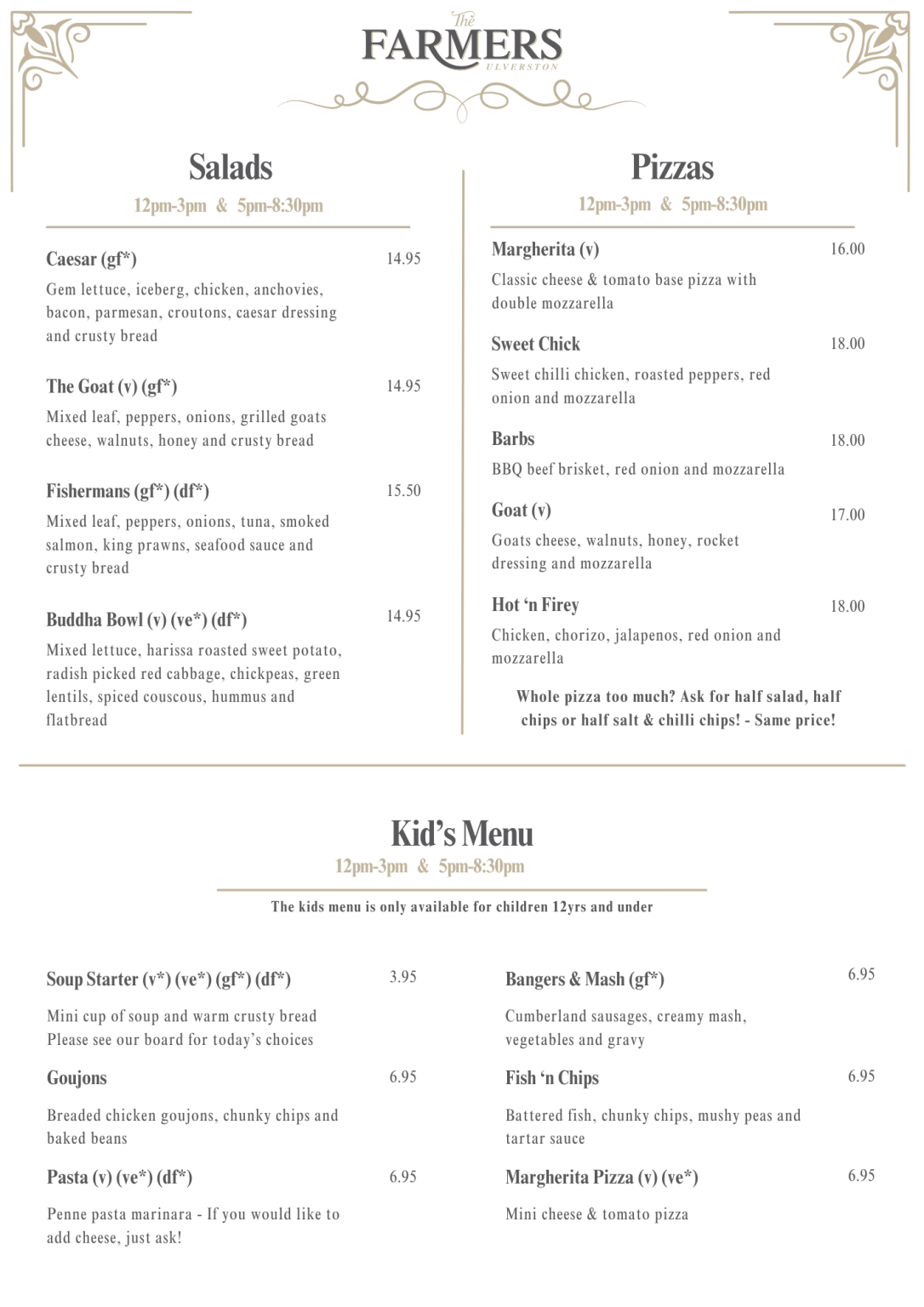 Lunch & Dinner Menu - The Farmers