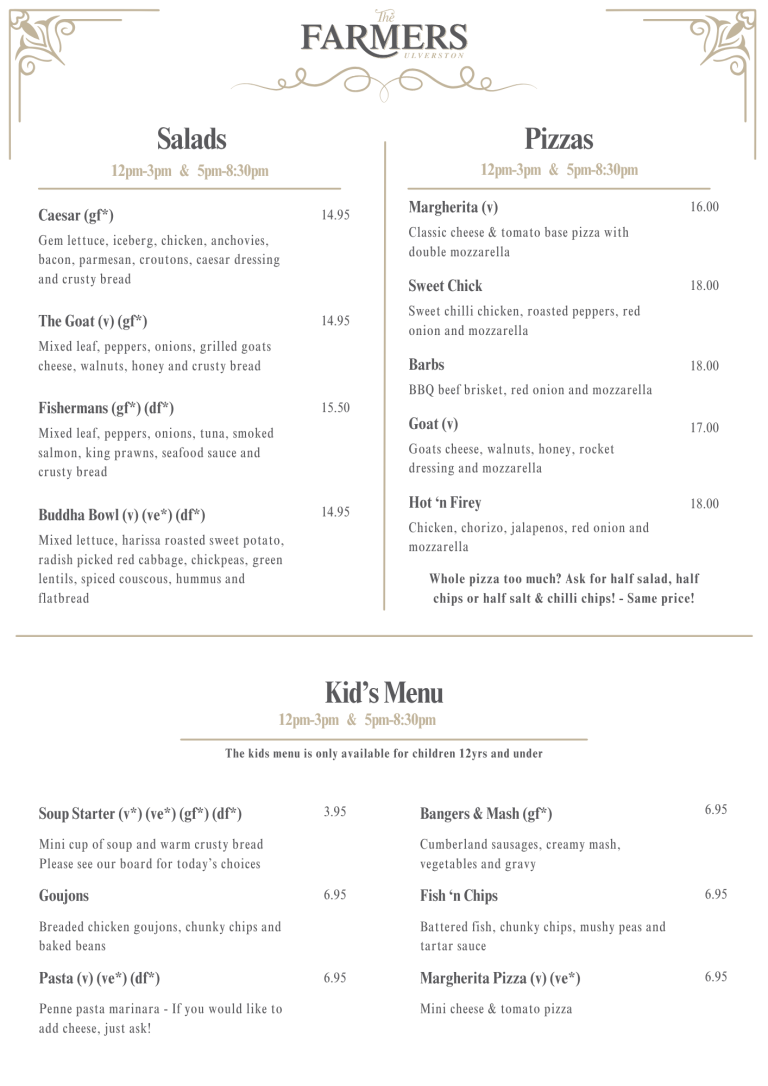 Lunch & Dinner Menu - The Farmers